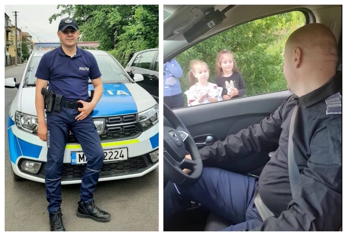 Imagini virale cu polițistul „magician” al copiilor. Cine este Viorel ...