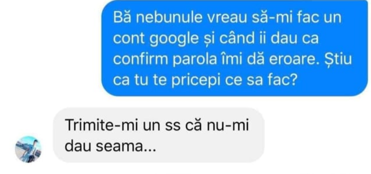 BANCUL ZILEI | "Vreau să-mi fac un cont Google și, când îi dau să-mi confirm parola, îmi dă eroare"