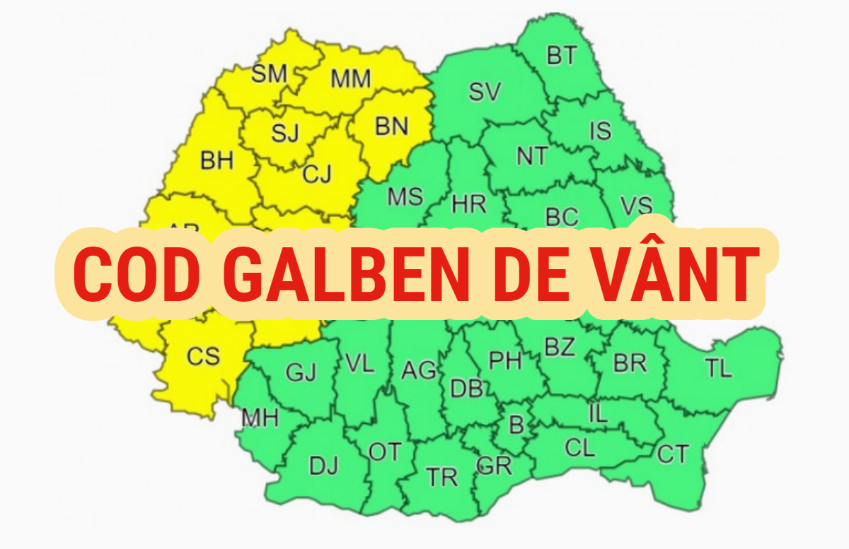 Avertizare meteo ANM. Cod galben de ploi și vijelii în România