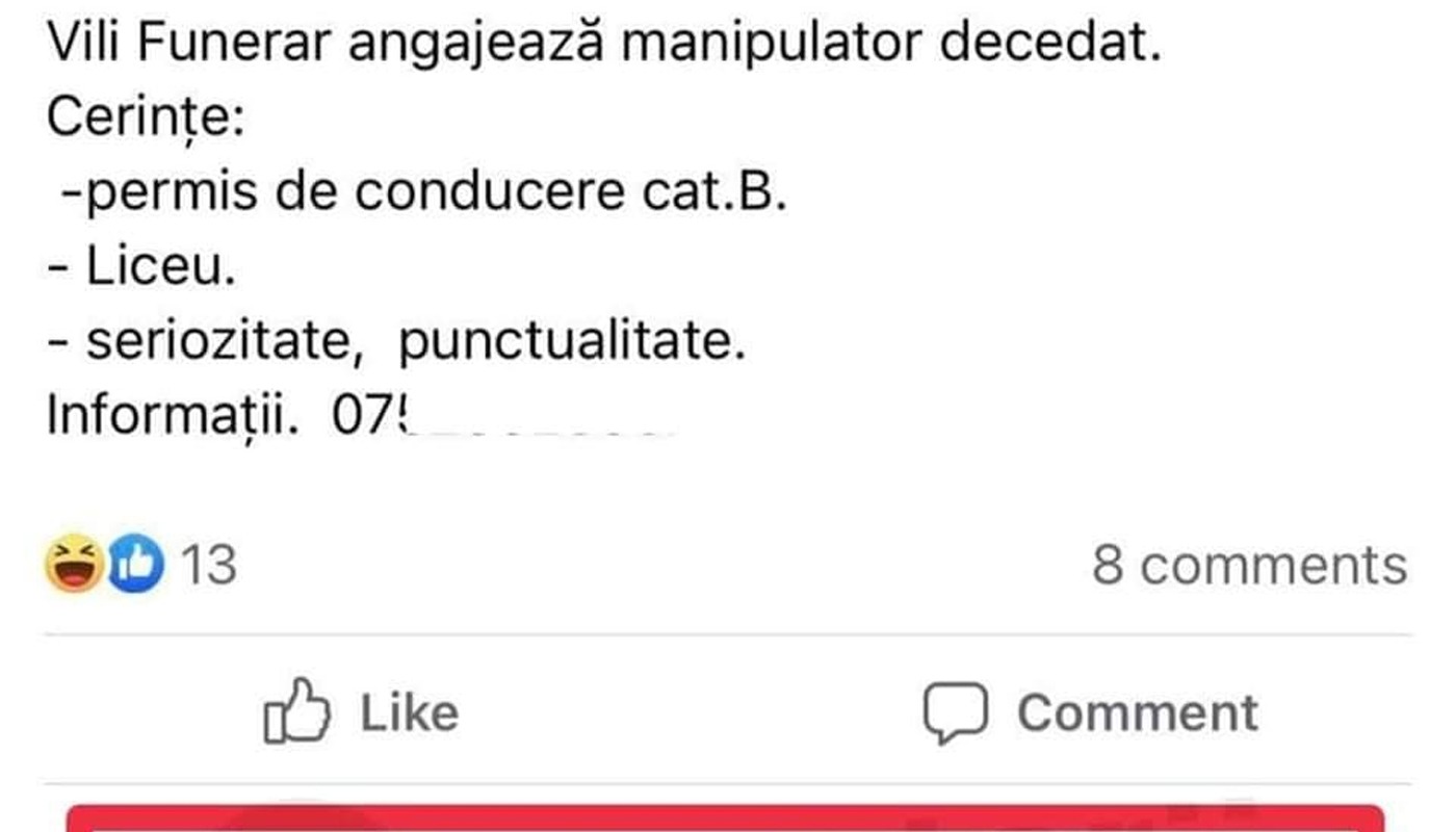 BANCUL ZILEI | "Vili Funerar angajează manipulator decedat"