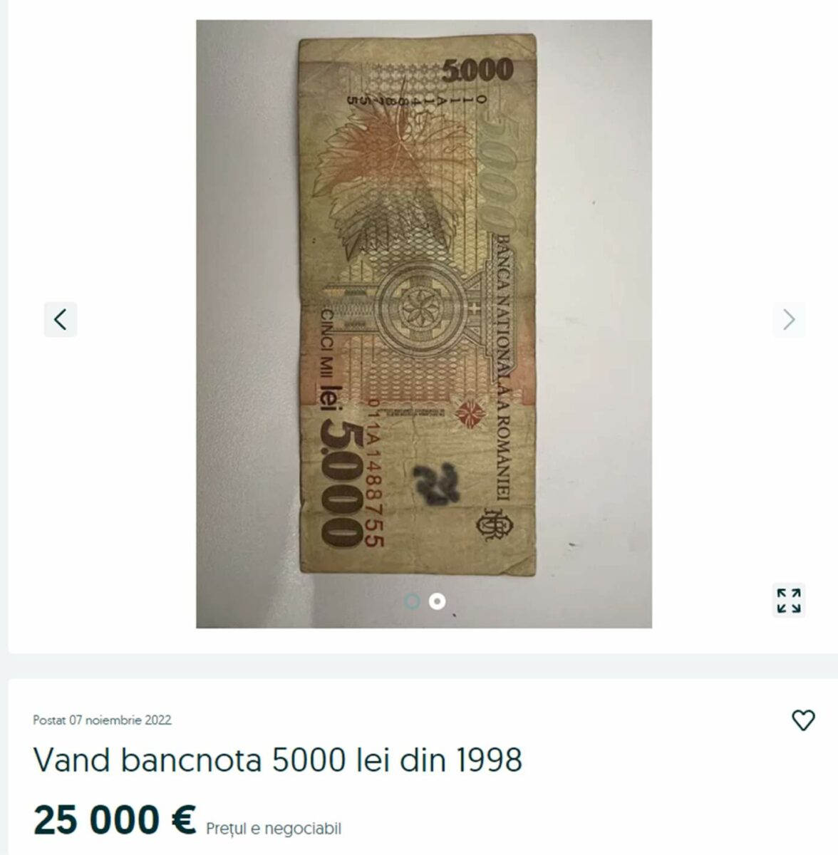 Dacă o ai pe acasă, te îmbogățești! Celebra bancnotă de 5.000 de lei cu Lucian Blaga se vinde cu ...