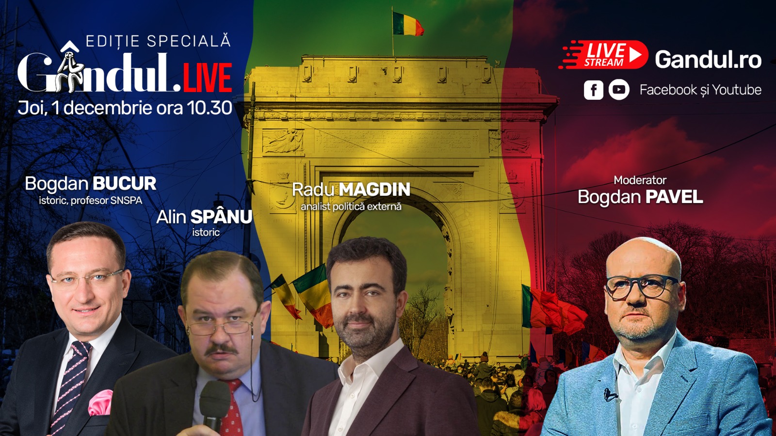 GÂNDUL LIVE. Radu Magdin, Bogdan Bucur și Alin Spânu, invitații ediției ...