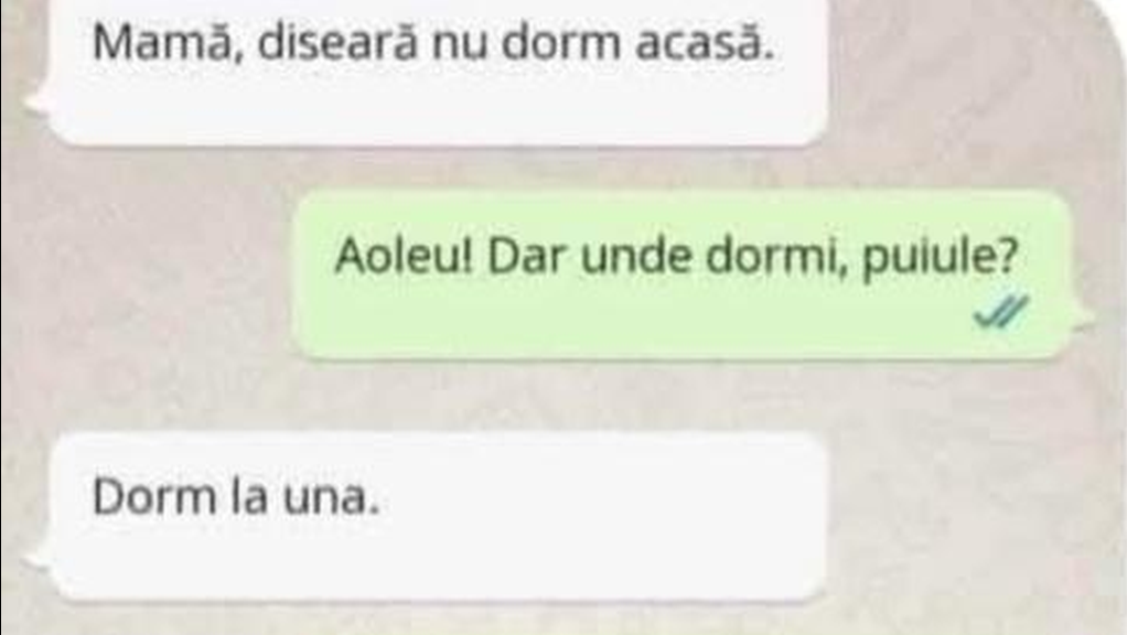 Bancul zilei. "Mamă, diseară nu dorm acasă"