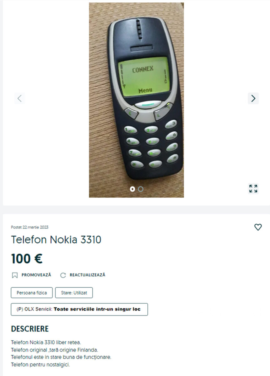 Mai știi celebrul telefon Nokia 3310? Cu câți lei se vinde acum, în 2023. Prețul e ușor exagerat!