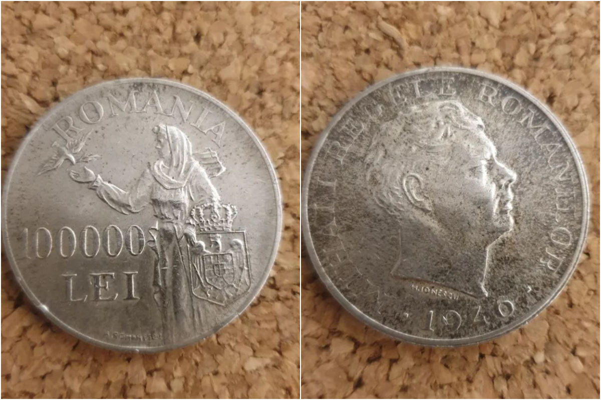 Sunt români care o mai au acasă! La ce preț se vinde o monedă de 100.000 de lei din 1946, acum ...