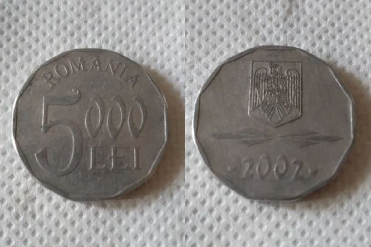 Prețul ireal la care se vinde o monedă de 5.000 de lei din anul 2002, acum, la 21 de ani diferență