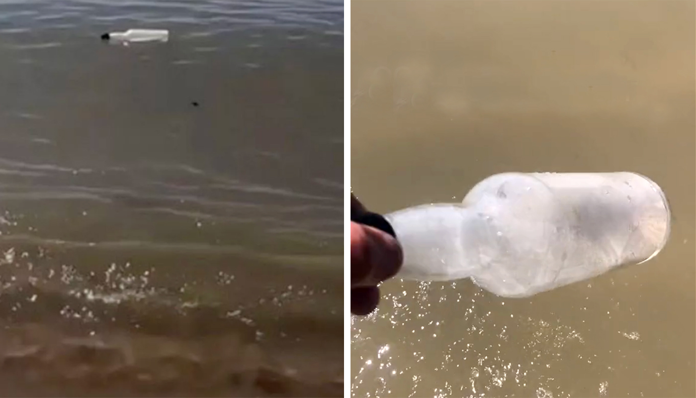 Un cuplu a găsit o sticlă adusă de apele mării, pe plajă. Cei doi au ...