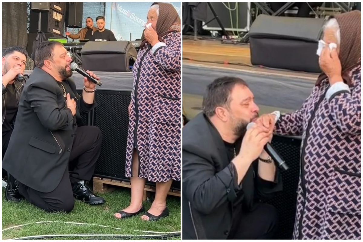 Florin Salam a îngenuncheat în fața unei bătrâne, în timpul unui ...