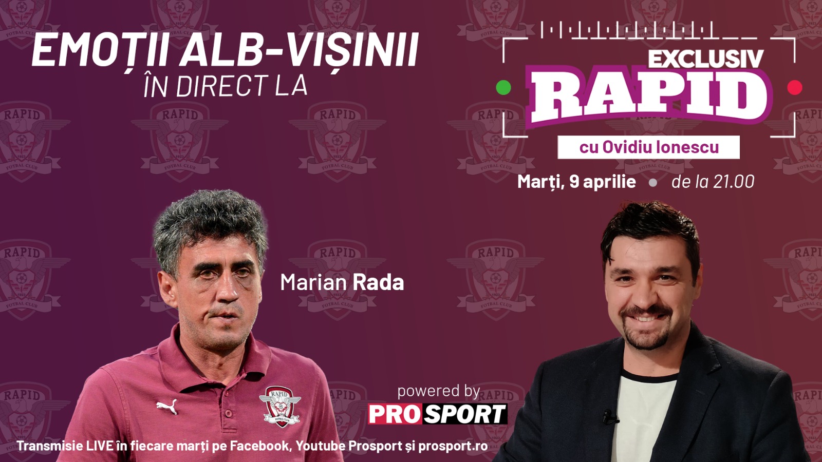 Marian Rada este invitat la "EXCLUSIV RAPID" marți, 9 aprilie, de la ...