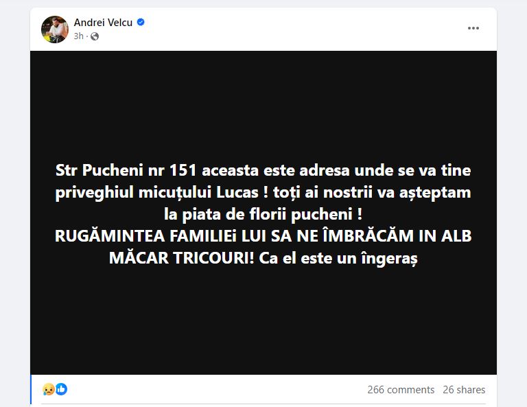 Boala cumplită de care suferea nepotul lui Tzancă Uraganu'. Lucas a murit la doar 8 anișori