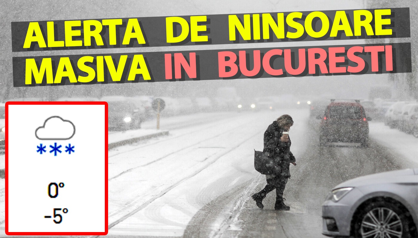 Alertă de ninsoare severă emisă de meteorologii Accuweather în București. La câți centimetri va ...
