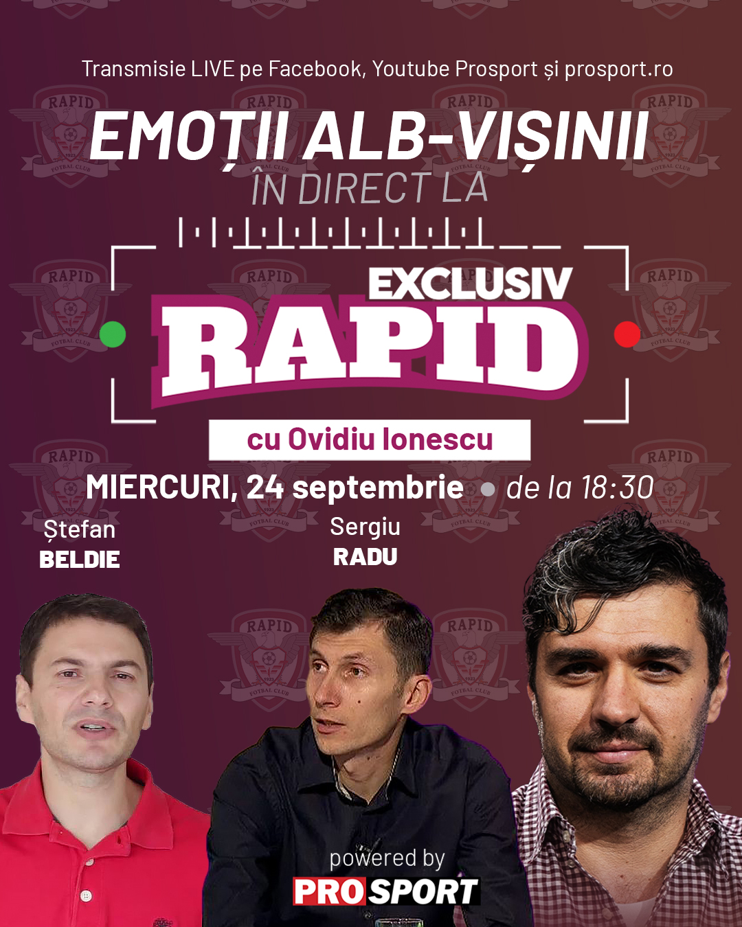 "EXCLUSIV RAPID" înainte de Primvs Derby este astăzi de la ora 18:30 ...