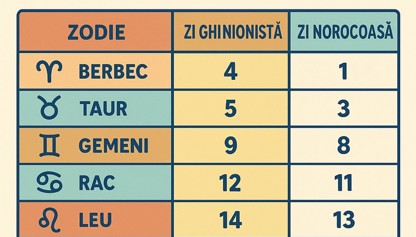 TABEL ZODII | Care va fi cea mai ghinionistă/norocoasă zi din octombrie ...