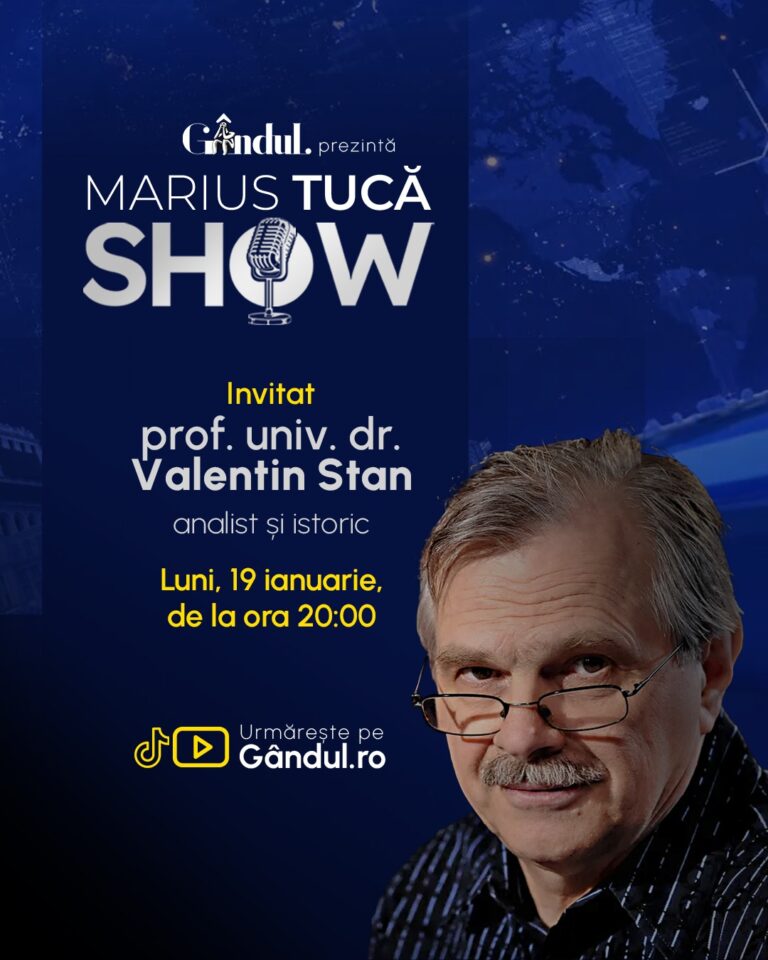 Marius Tucă Show începe luni, 19 ianuarie, de la ora 20.00, pe Gândul ...