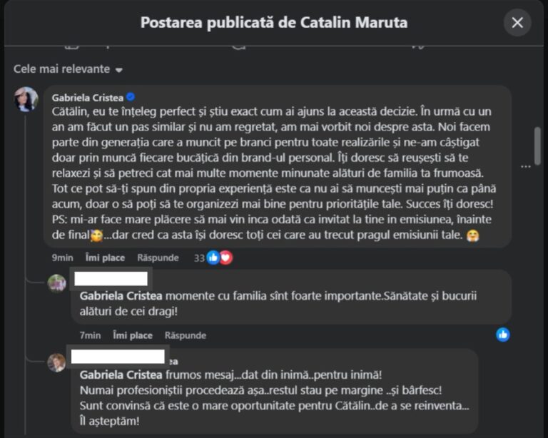 De ce susține Gabriela Cristea că a plecat Cătălin Măruță de la PRO TV ...
