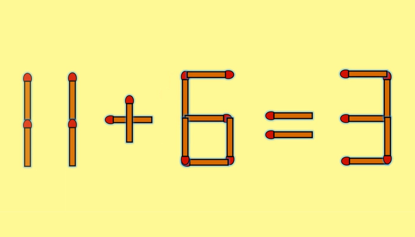 Test de inteligență | Mutați un singur chibrit pentru a corecta 11 + 6 = 3
