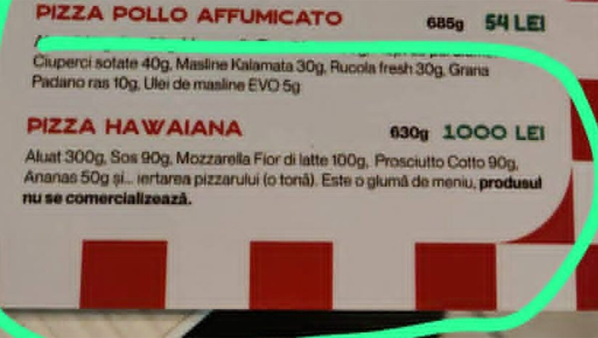 Pizza la 1.000 lei bucata, într-un restaurant din București. Ce scrie ...