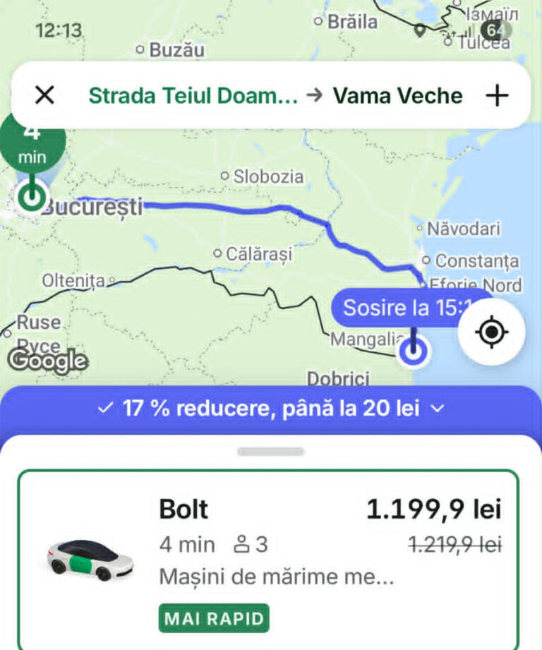 Un bucureștean a comandat o mașină Bolt până în Vama Veche. Cât a ...